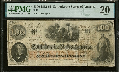 T-41 $100 1862 Confederate States Civil War, GEORGIA ISSUE Banknote ...