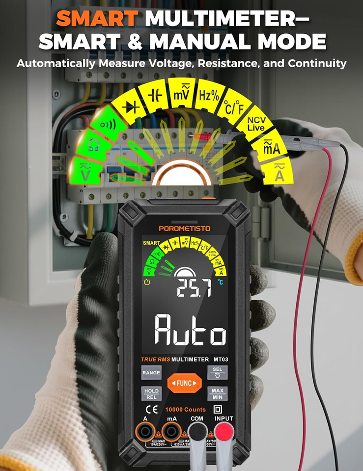Smart Rechargeable Digital Multimeter 10000 Counts TRMS Auto-Ranging ...