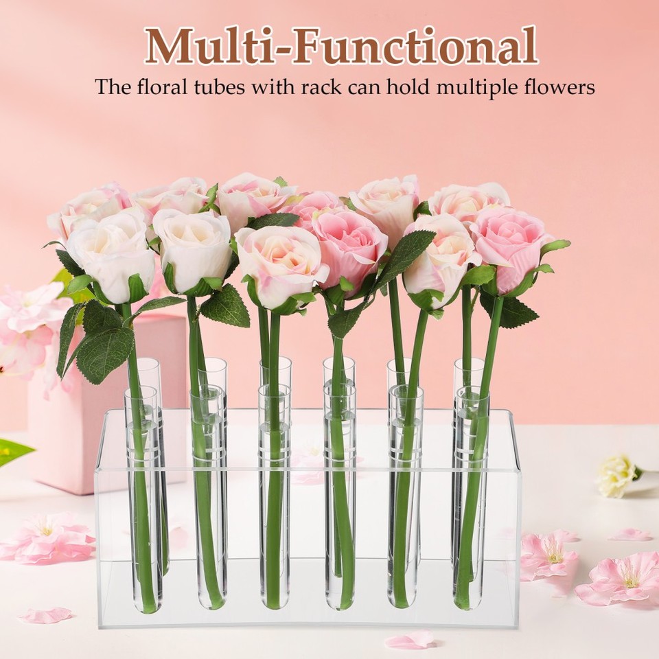 12 Pcs Multi-flower Tube Set Floral Tubes Kit Plastic Stems Holder ...