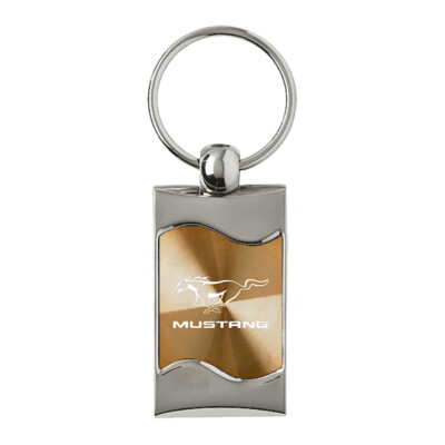 Ford Mustang Keychain & Keyring - Gold Wave Spun Brushed Metal Key ...