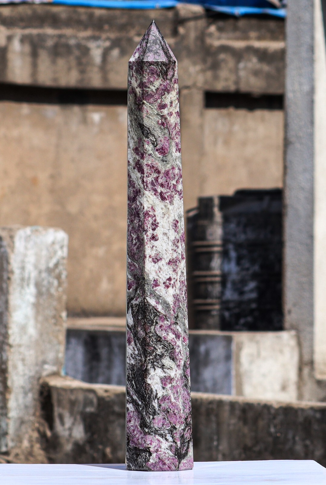 520MM Ruby In Matrix Crystal Obelisk Natural Stone Gift Healing 8 ...