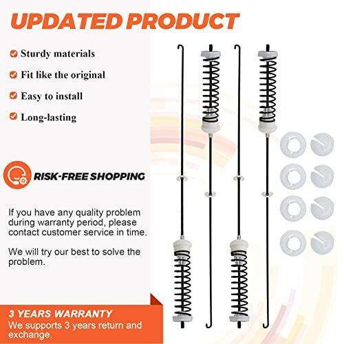 4x Washer Washing Machine Suspension Rod Kit Replacement for Whirlpool ...