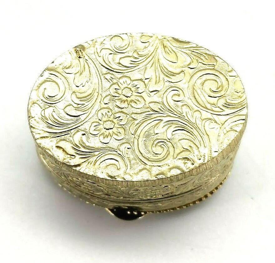 VTG Victorian Style Floral Pill Oval Box Silver Plated Hand Painted ...