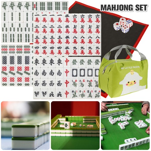 Mini Chinese Mahjong 144 Mahjong Tile Set with Mahjong Mat Travel Board ...