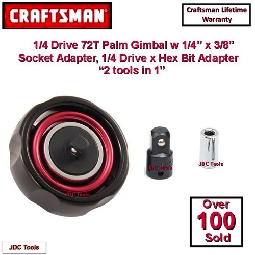Craftsman 1/4 Gimbal Palm Socket Ratchet Wrench w 3/8 Adapter “2 Tools ...