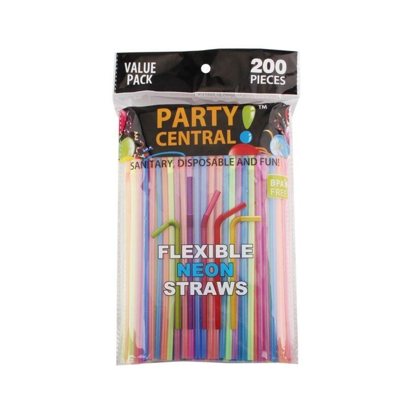 600 ct Drinking STRAWS Bendable Flexible Plastic Bendy Straw Neon Color ...