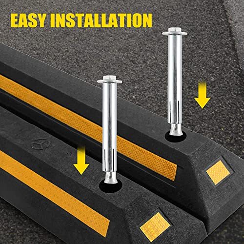 4 Pack Rubber Curb Vehicle Floor Stopper Heavy Duty Black Parking ...