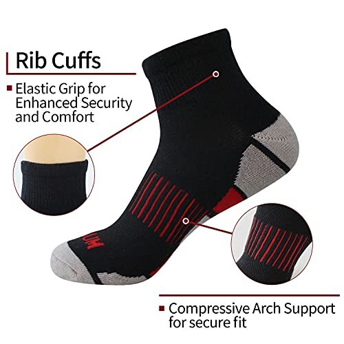 BIOAUM Men's Athletic Socks Size 10-13 - 6 Pairs Cotton Cushioned ...