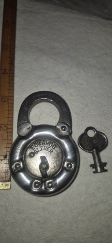 Vintage Antique Edwards 6 Lever Pad Lock WITH KEY -rare Find! | eBay