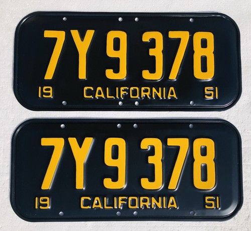 1951-1955 California License Plates Pair. DMV Clear, Restored. 6 Digits ...