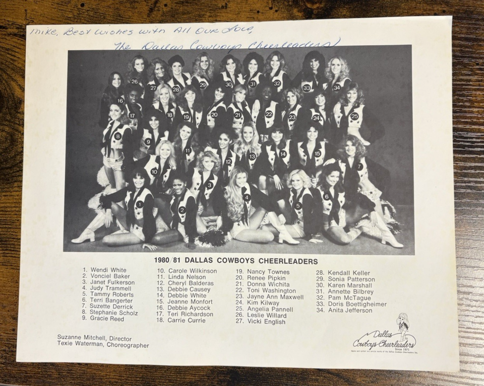 Suzanne Mitchell (d. 2016) Signed 1981 Dallas Cowboys Cheerleader ...