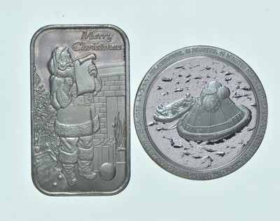 Lot 2 1 Oz Silver Rounds Christmas Greetings - Apollo 11 *057 | eBay