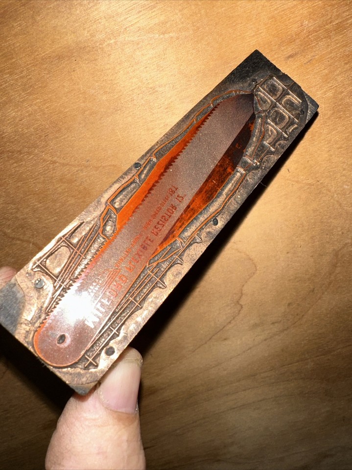 Printing Block “ Milford Flexible Rezister, Saw Blade “ Copper Face. | eBay
