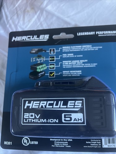 Hercules (HC01) 20V Lithium-Ion 5.0 Ah Extended Performance XP Battery ...