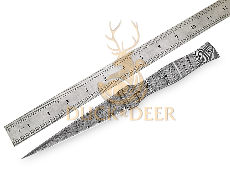 10" Long Handmade Damascus Steel Blank Blade Dagger Knife Dagger Blank ...