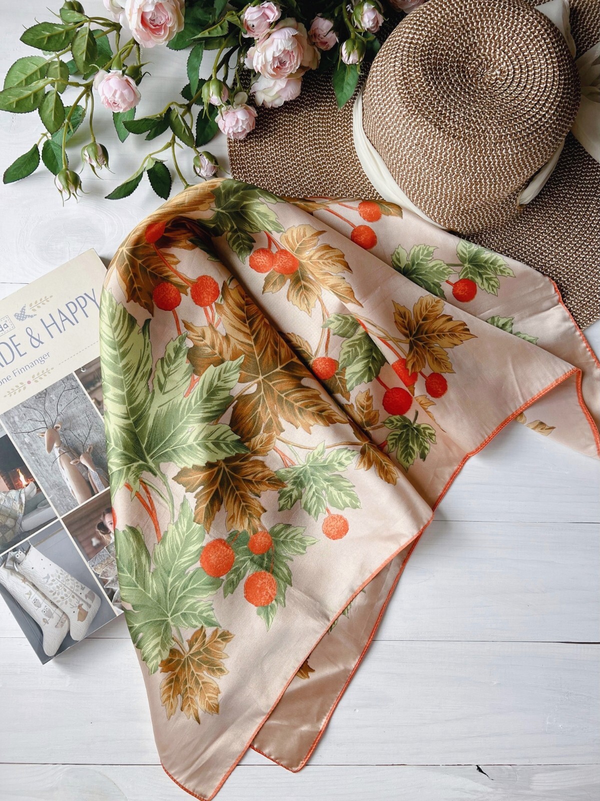 Women's St. Michael Vintage Italian Scarf Floral Print Polyester Satin ...