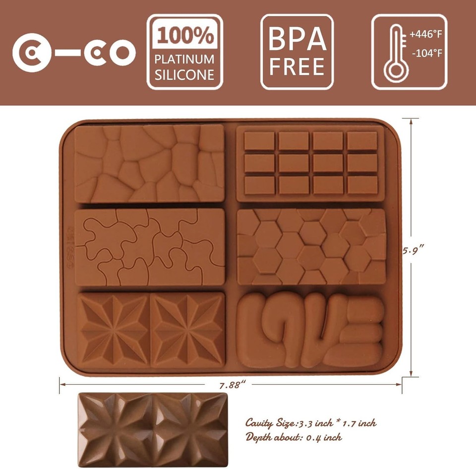 Silicone Break Apart Chocolate Bar Mold, Silicone Molds for Wax Melts ...