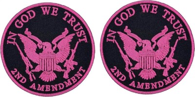 in God We Trust 2nd Amendment Pink Ladies Patch |2PC IRON ON OR SEW ON ...