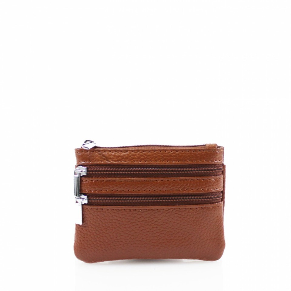 Ladies 001 Leather Double Zipper Coin Purse Small Pouch Women Small Key ...