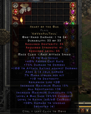 D2 D2R Diablo 2 HOTO FLAIL Heart of the Oak Xbox PC Non Ladder SC | eBay