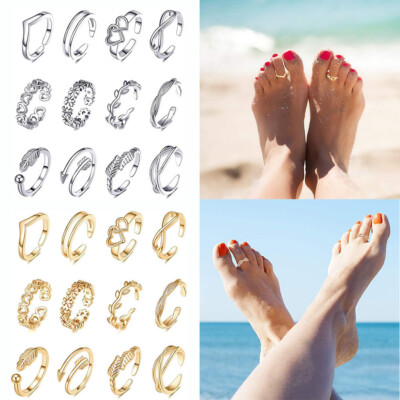 Ladies 12Pcs Toe Ring Knuckle Rings Set Retro Boho Foot Ring Women Set ...