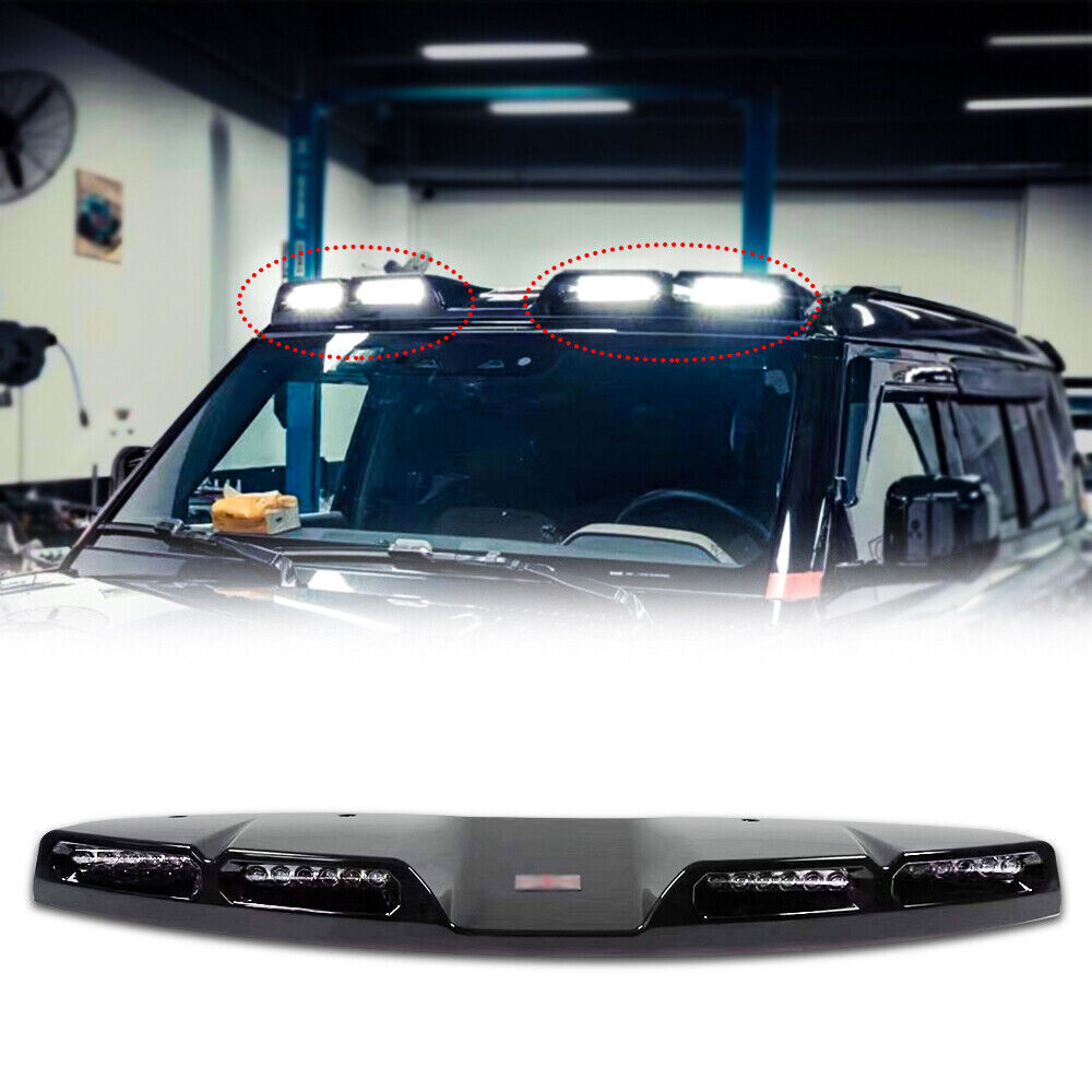GLOSS BLACK ROOF TOP LIGHT BAR with LED DRL for LAND ROVER DEFENDER 90 ...