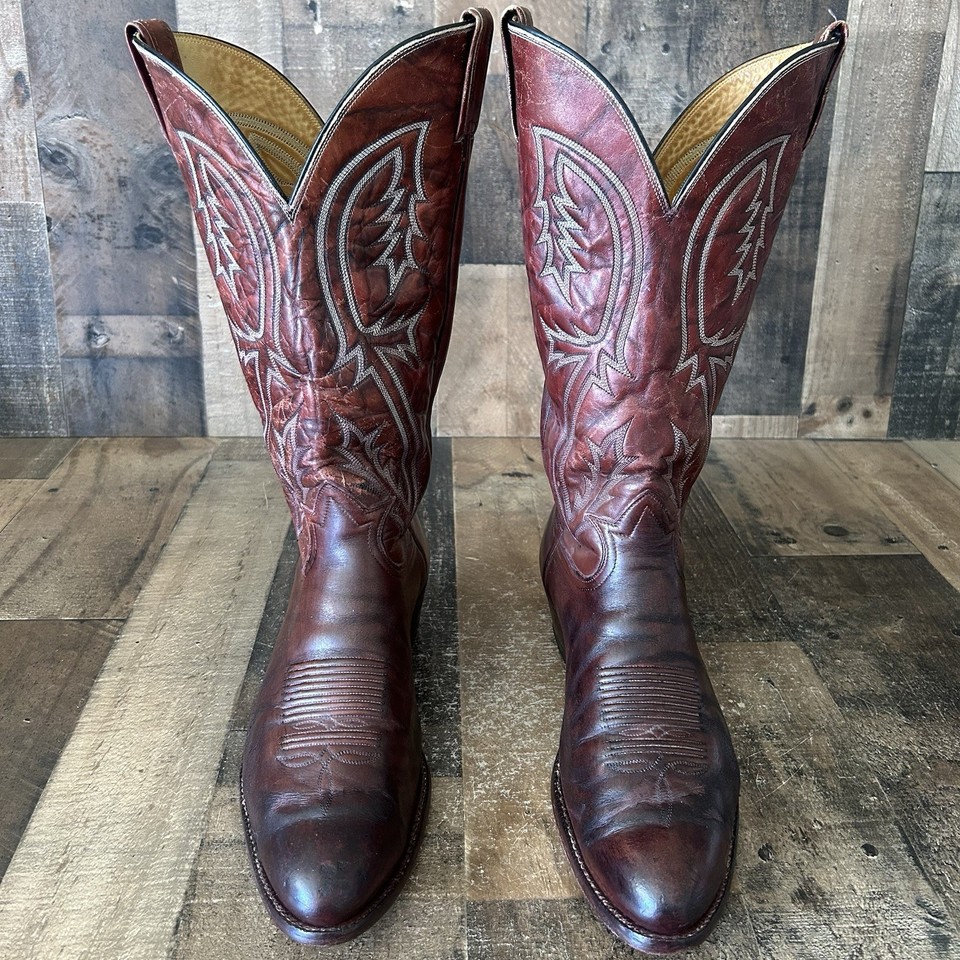 Tony Lama Vintage Gold Label Round Toe Western Cowboy Boots Mens 12 D ...