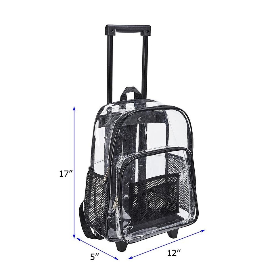 Rolling Clear Backpack, Heavy Duty Cold-Resistant Transparent PVC ...