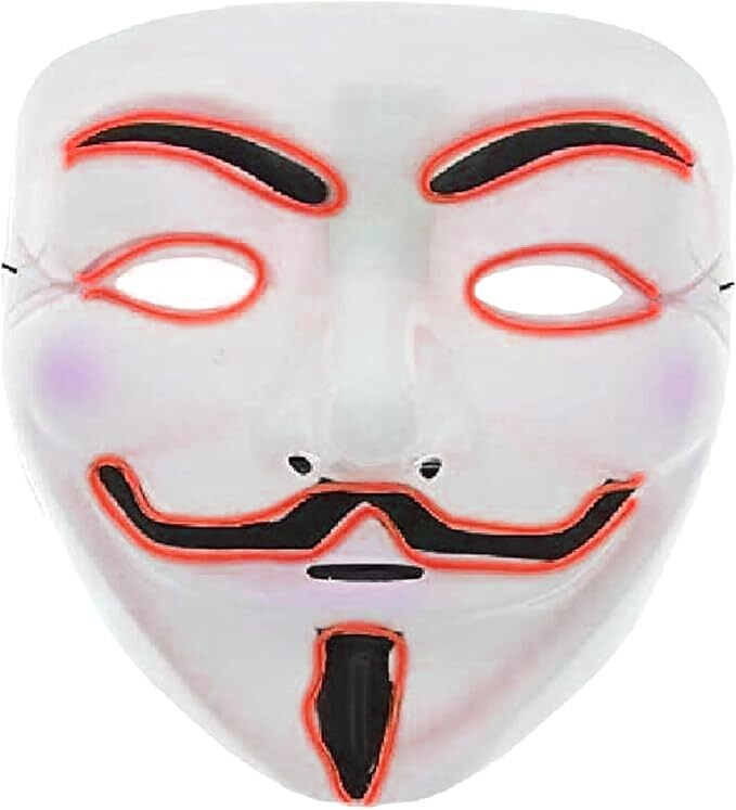 Light Up Anonymous mask Guy LED Halloween Cosplay Vendetta Hacker ...