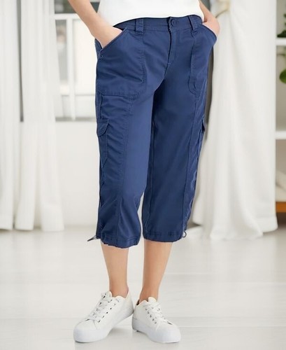 Style & Company Womens Mid Rise Bungee Capri Pants New Uniform Blue ...