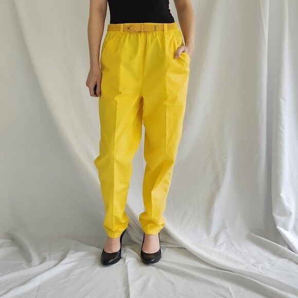 80s Yellow Pleated Pants - Gem