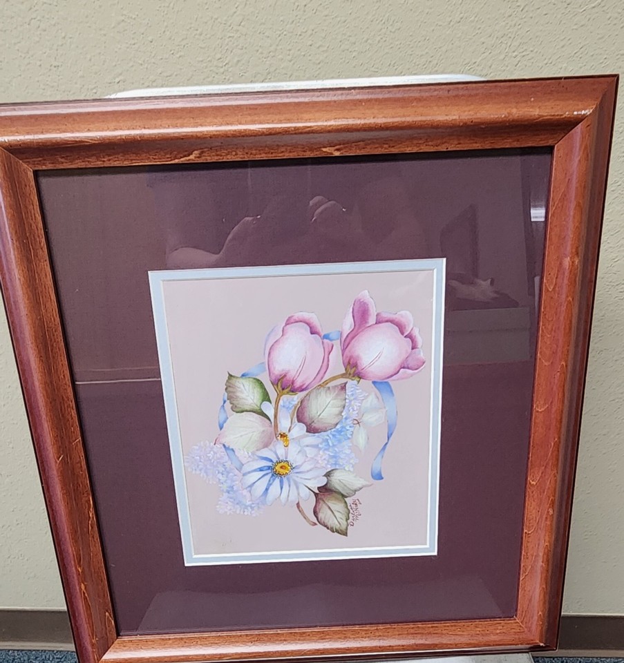 Vintage Art Floral Framed in Wood & Glass 16 X 17 signed. Very Nice! | eBay