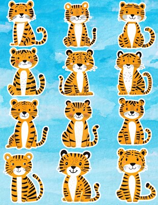 Cartoon Tiger Die Cut Vinyl Stickers Set Scrapbooking Laptop ...