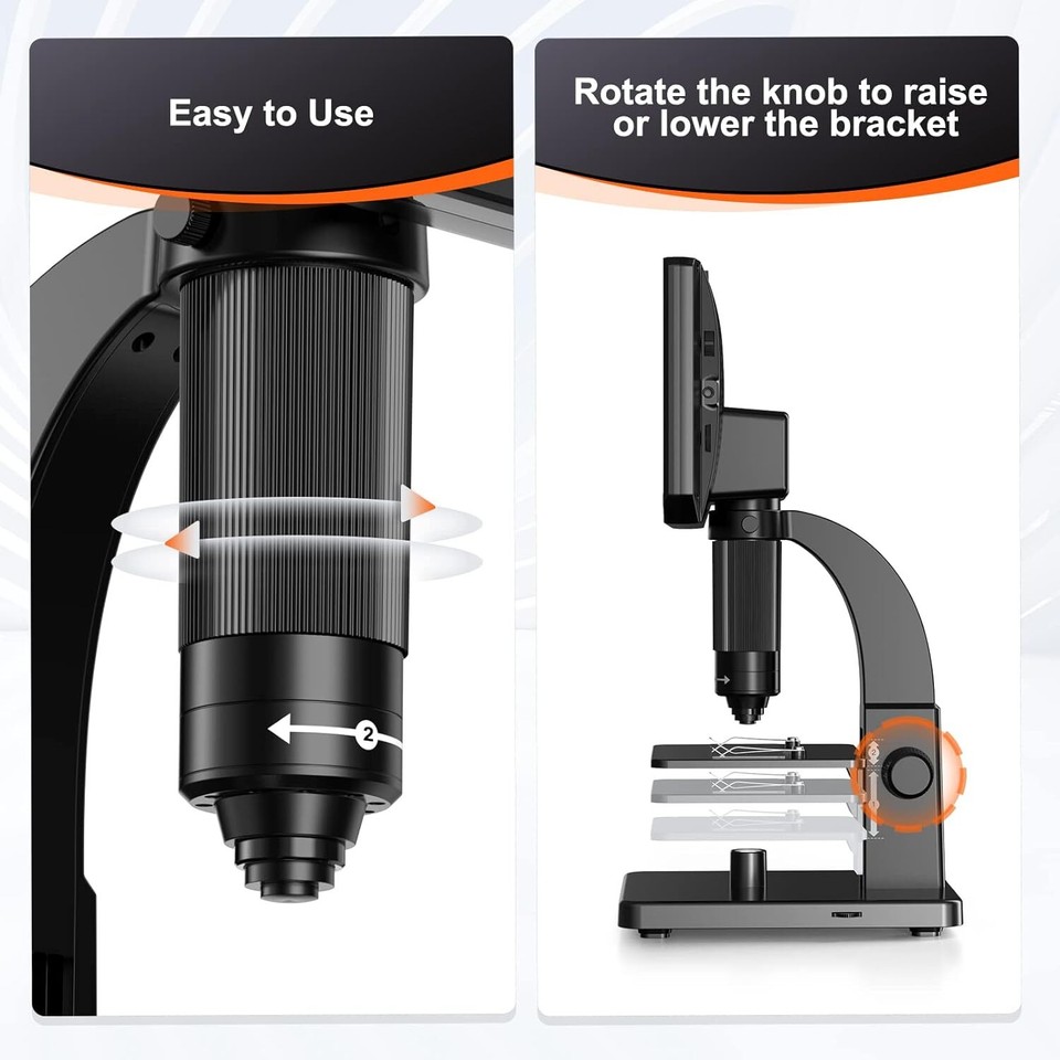 Coin Microscope 2000X Biological Microscope 7" Screen Digital ...