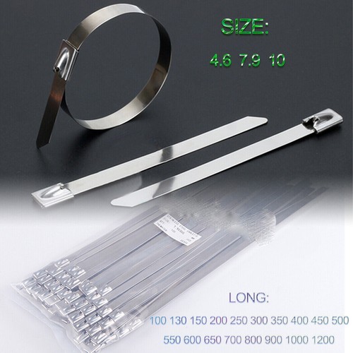 100 X Strong Stainless Steel Metal Cable Ties Zip Tie Wraps Exhaust 4.6 ...