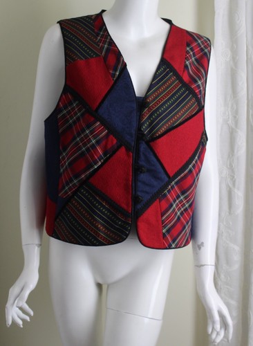 Talbots Sz 16P Runs 14P XL L Patchwork Tartan Plaid Art-to-Wear Waistcoat Vest | eBay