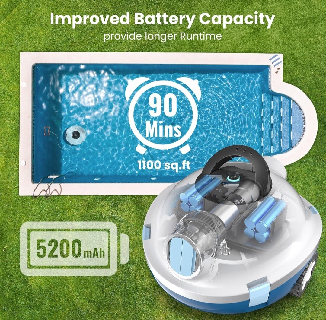 INSE Y10 Cordless Automatic Robotic Pool Cleaner,90 Min Runtime(IPX8 ...