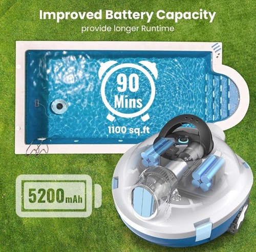 INSE Y10 Cordless Automatic Robotic Pool Cleaner,90 Min Runtime(IPX8 ...