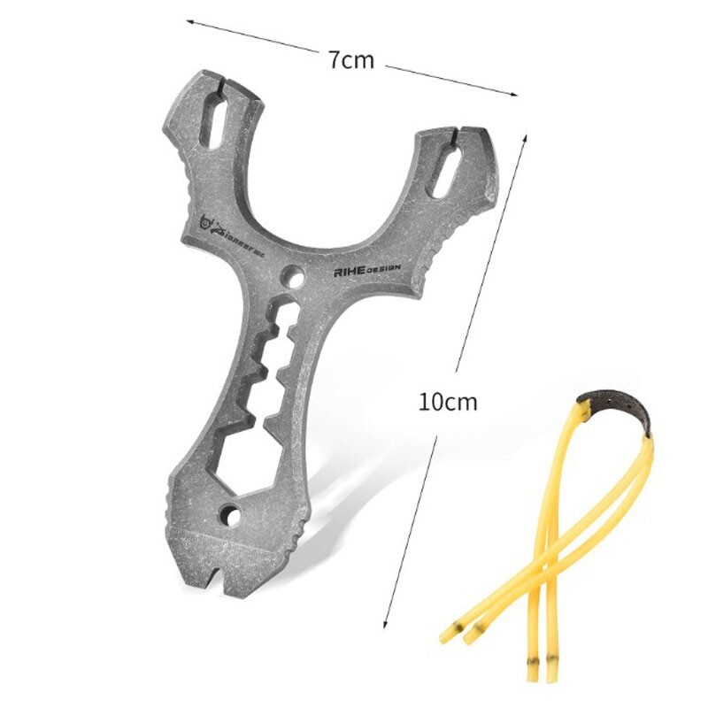 EDC Outdoor Titanium Slingshot Catapult Slingbow Archery BowFlat Rubber ...