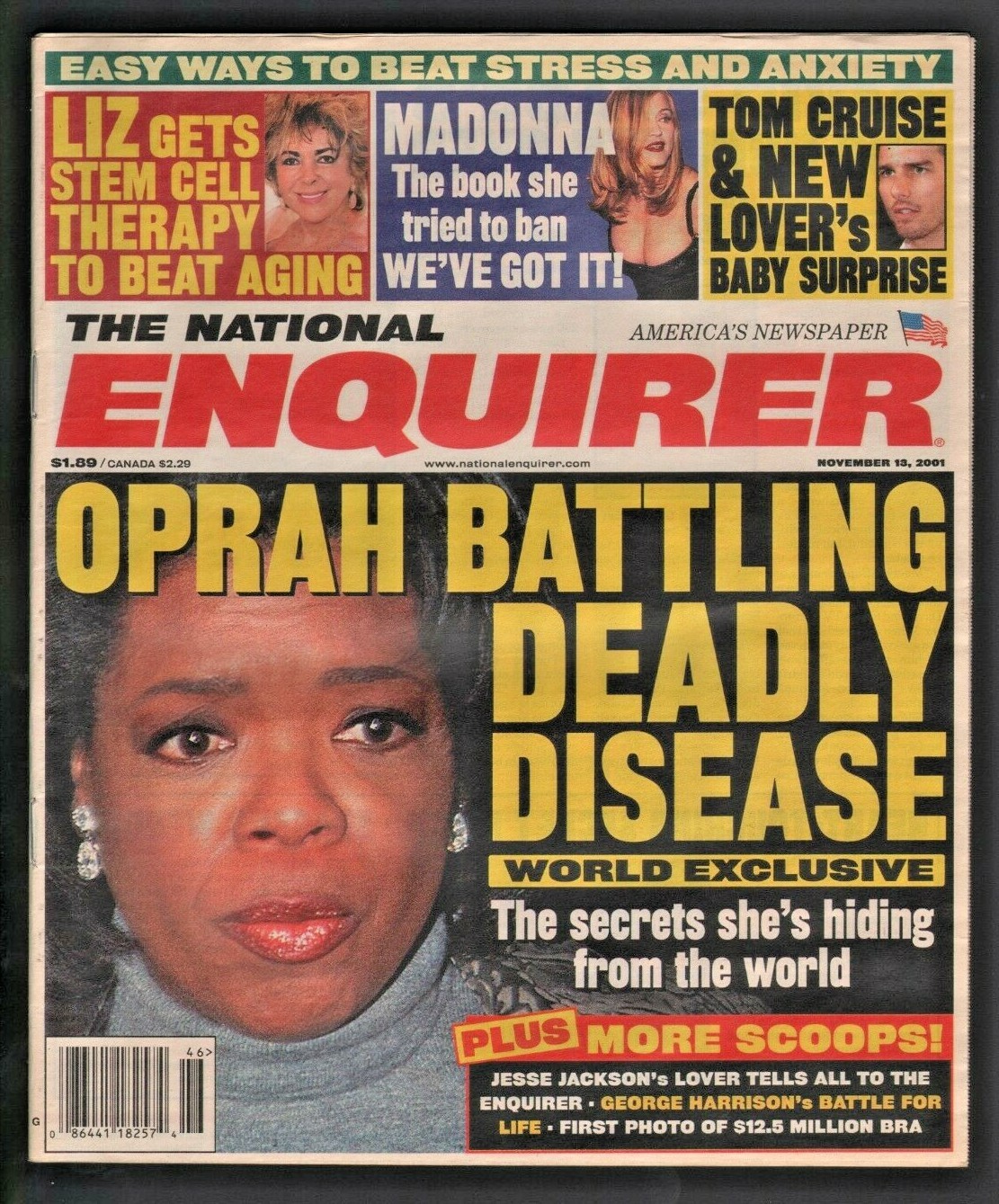 2001 November 13 National Enquirer Magazine - Oprah Winfrey Elizabeth ...