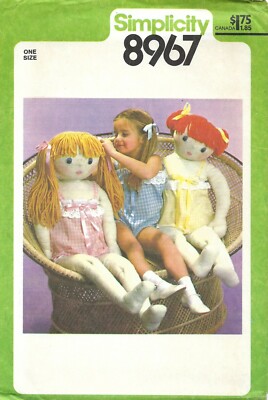 RARE Simplicity 8967 Yarn Hair Doll with Clothes UNCUT VTG 1979 Sewing ...