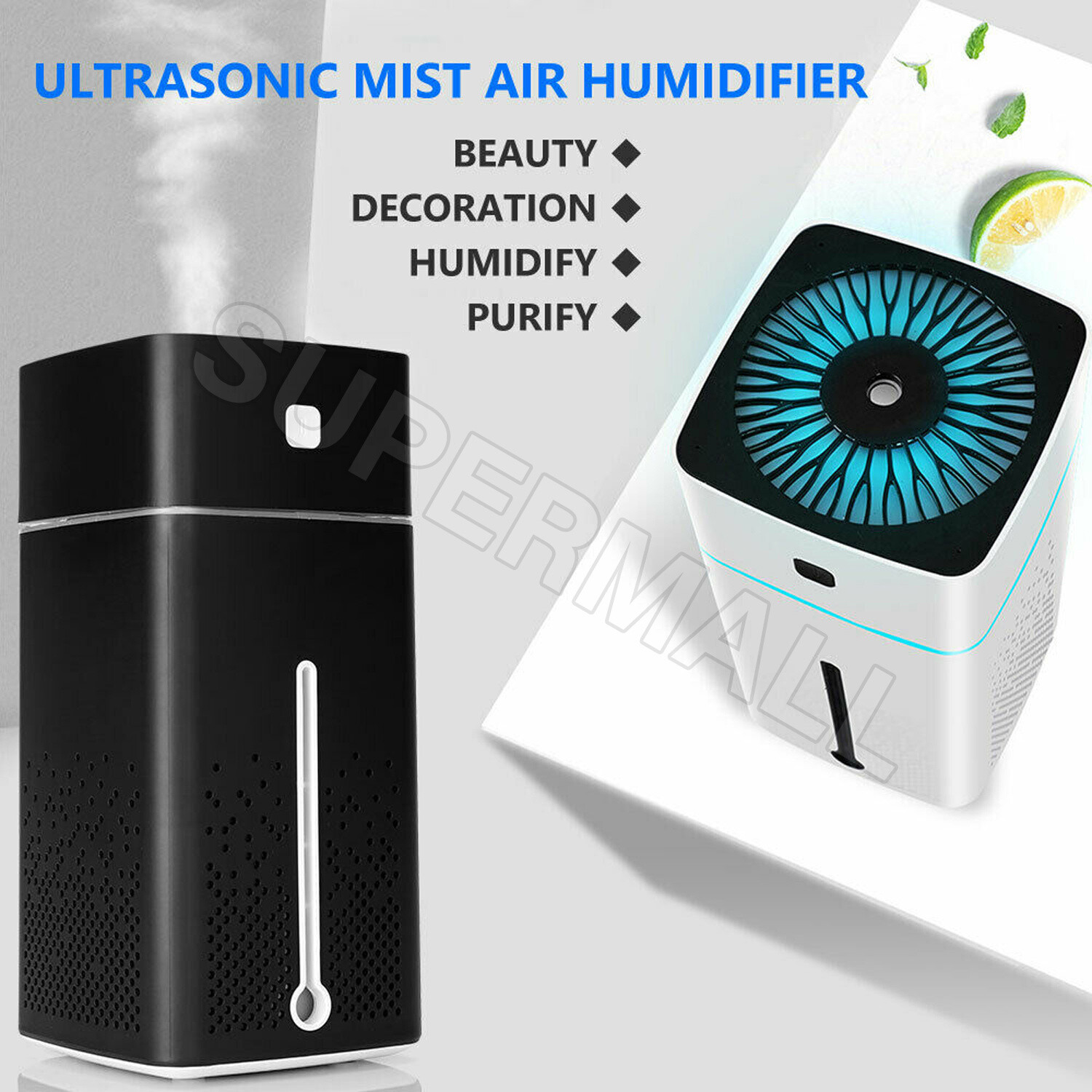 1L Ultrasonic Air Humidifier Mist Aroma Diffuser Oil Purifier LED Light ...