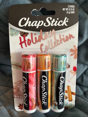 CHAP STICK 3 PACK HOLIDAY HOLIDAY CINNAMON, CARAMEL, COCOA - BRAND NEW ...