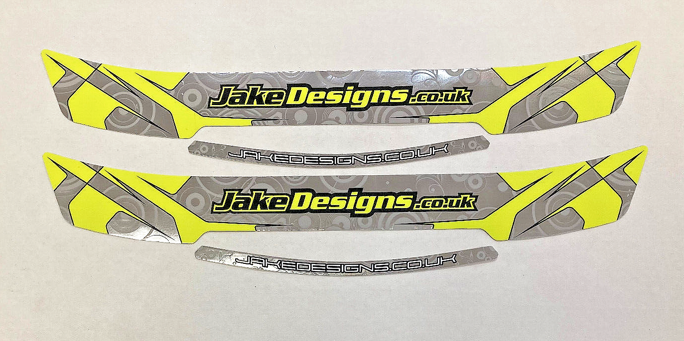 JakeDesigns HELMET VISOR STICKERS/STRIPS - Fluorescent Yellow & Silver ...