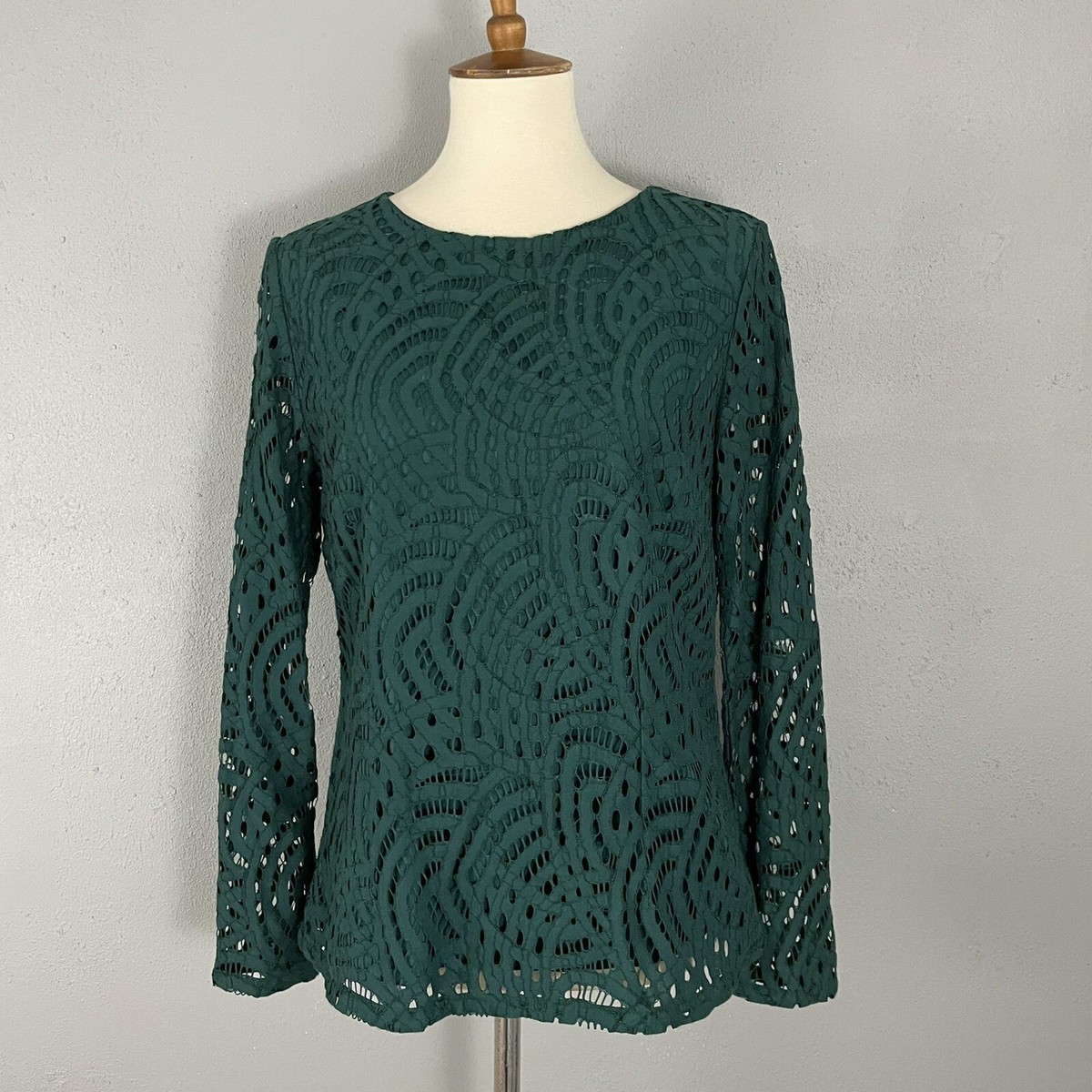 Emerald Green Lace Blouse Evans Green Lace Sleeve Hanky Hem Top