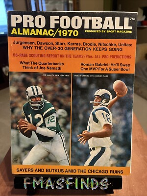 K4 1970 JOE NAMATH ROMAN GABRIEL JETS RAMS Pro Football Almanac ...