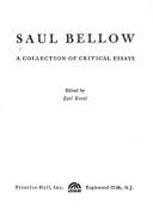 Saul Bellow : A Collection of Critical Essays Hardcover 9780130748720 ...