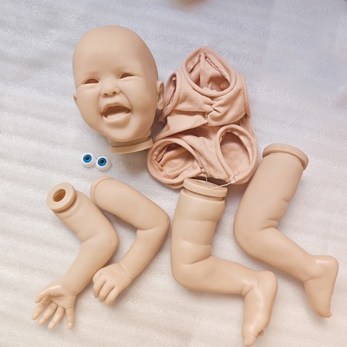 22" Unpainted Kit Reborn Doll Blank Mold Smile w/ Cloth Body Eyes ...