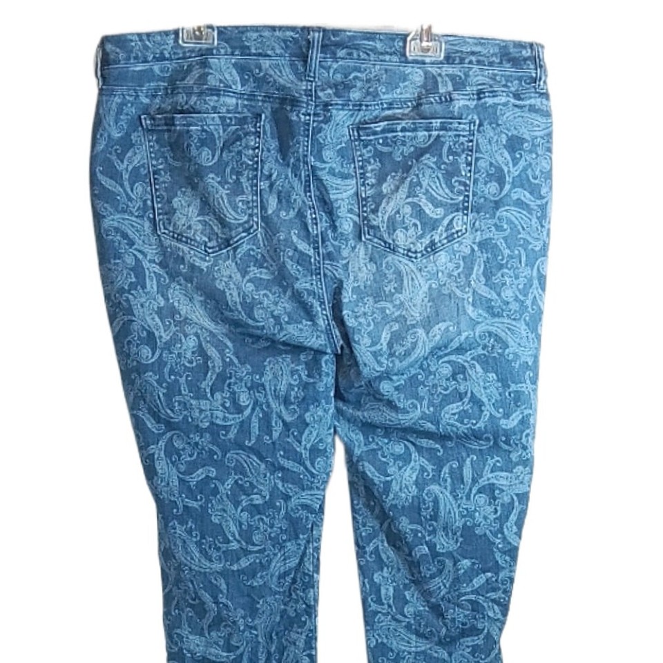 Ashley Stewart Paisley Jeans Womens 20 Skinny High Rise Super Stretch ...