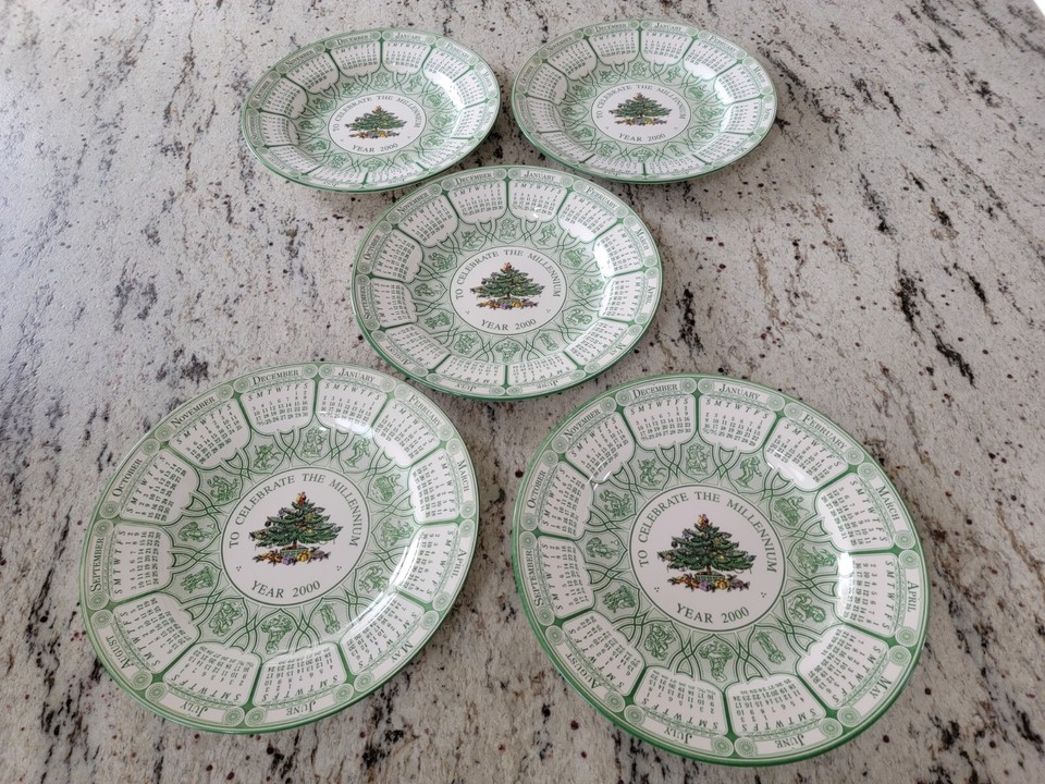 SET OF 5 SPODE CHRISTMAS TREE COLLECTOR PLATE- IN CELEBRATION OF THE ...